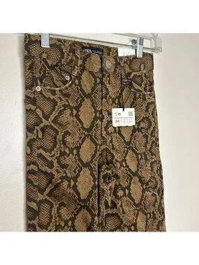 Zara | Jeans | Zara High Rise Skinny Snakeskin Python Denim Neutral ...